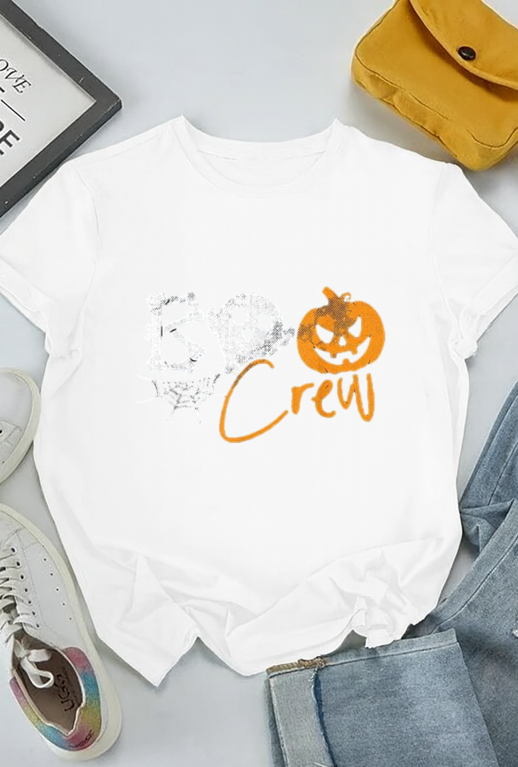 Boo Crew Lazy Halloween Costume Funny Ghost Pumpkin Bones Unisex T ...