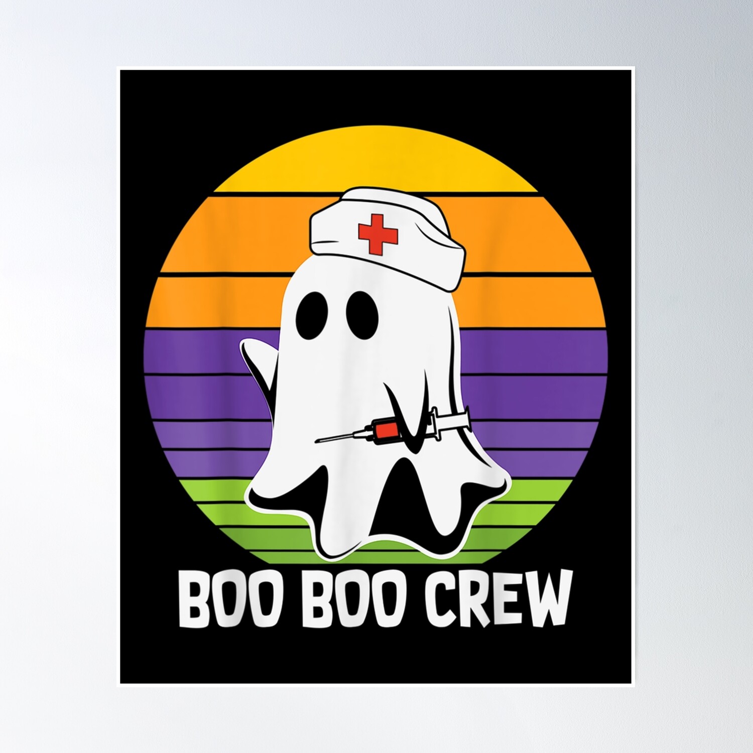Boo Crew Nurse Halloween Ghosts Fall Healthcare Worker Poster Wall Art ...