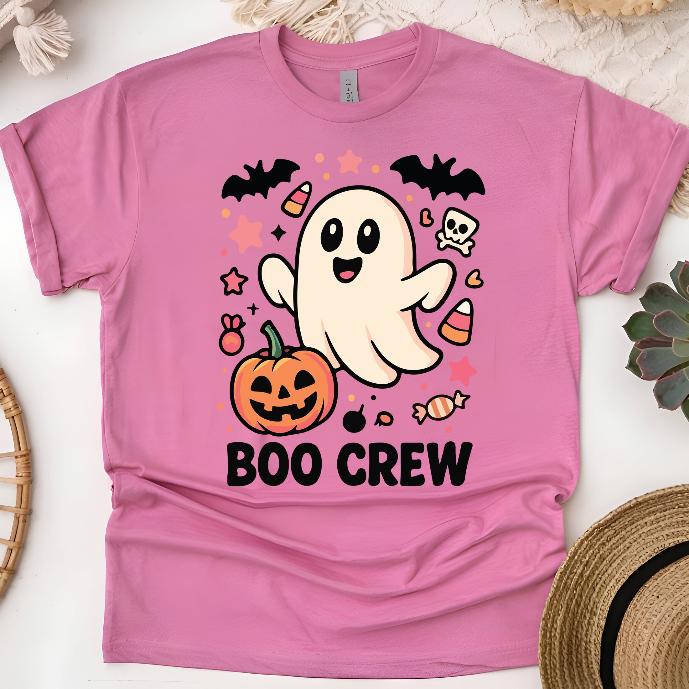 Boo Crew Shirt | Cute Ghost Graphic Tee with Pumpkin | Unisex Casual T ...