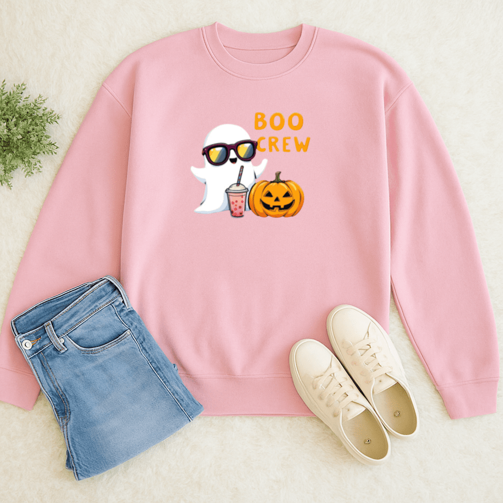 Boo Crew Vibes Ghost Holiday Celebration Casual Graphic Sweatshirt, up ...