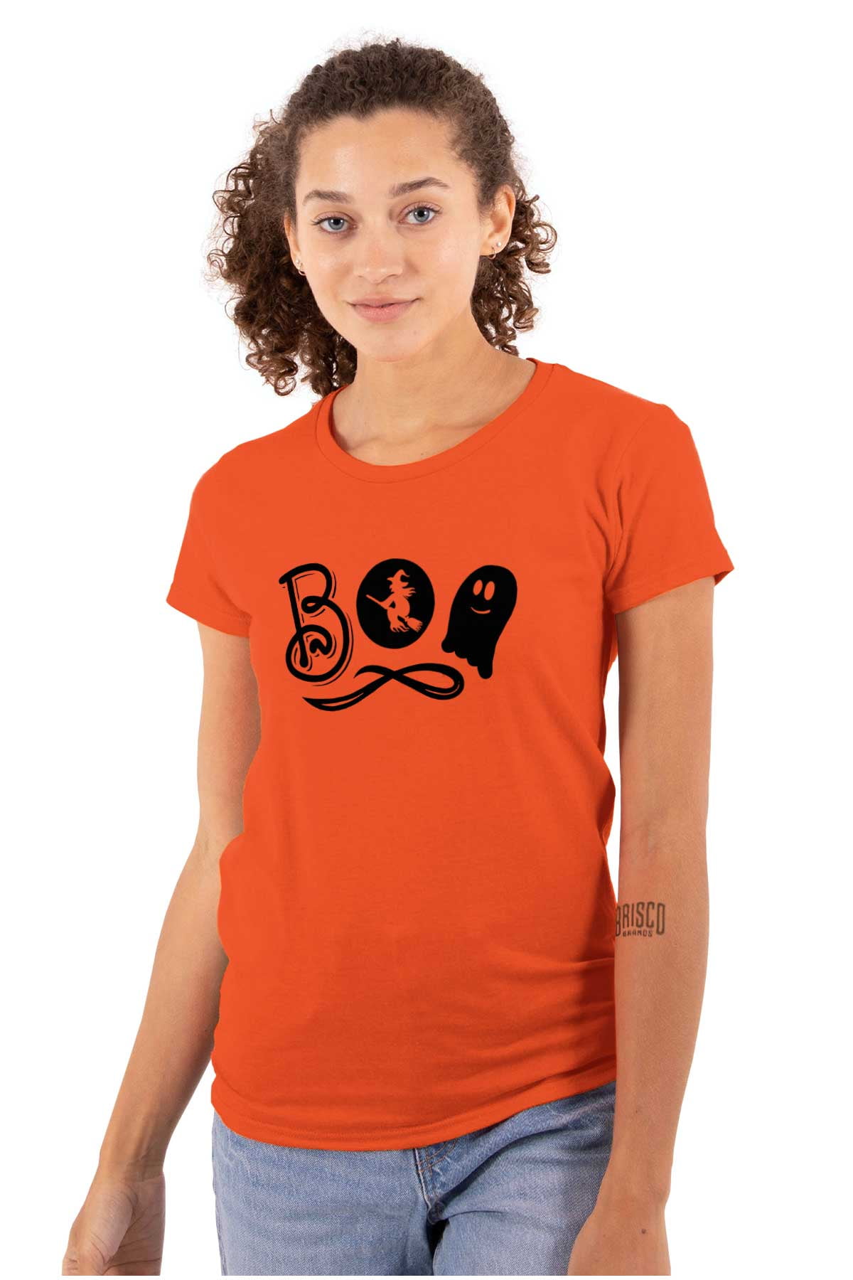 Boo Cute Witch Ghost Halloween Womens Fitted Plus Size Graphic Tee ...