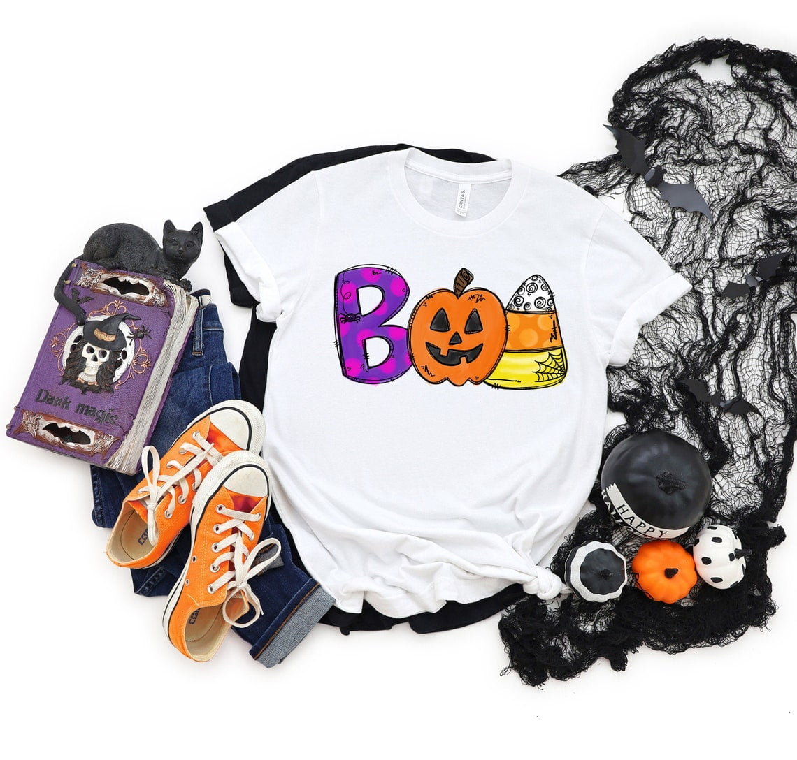 Boo Doodle Letters Shirt, Partyhocus Pocus Shirt, Funny Tee, Dinosaur ...