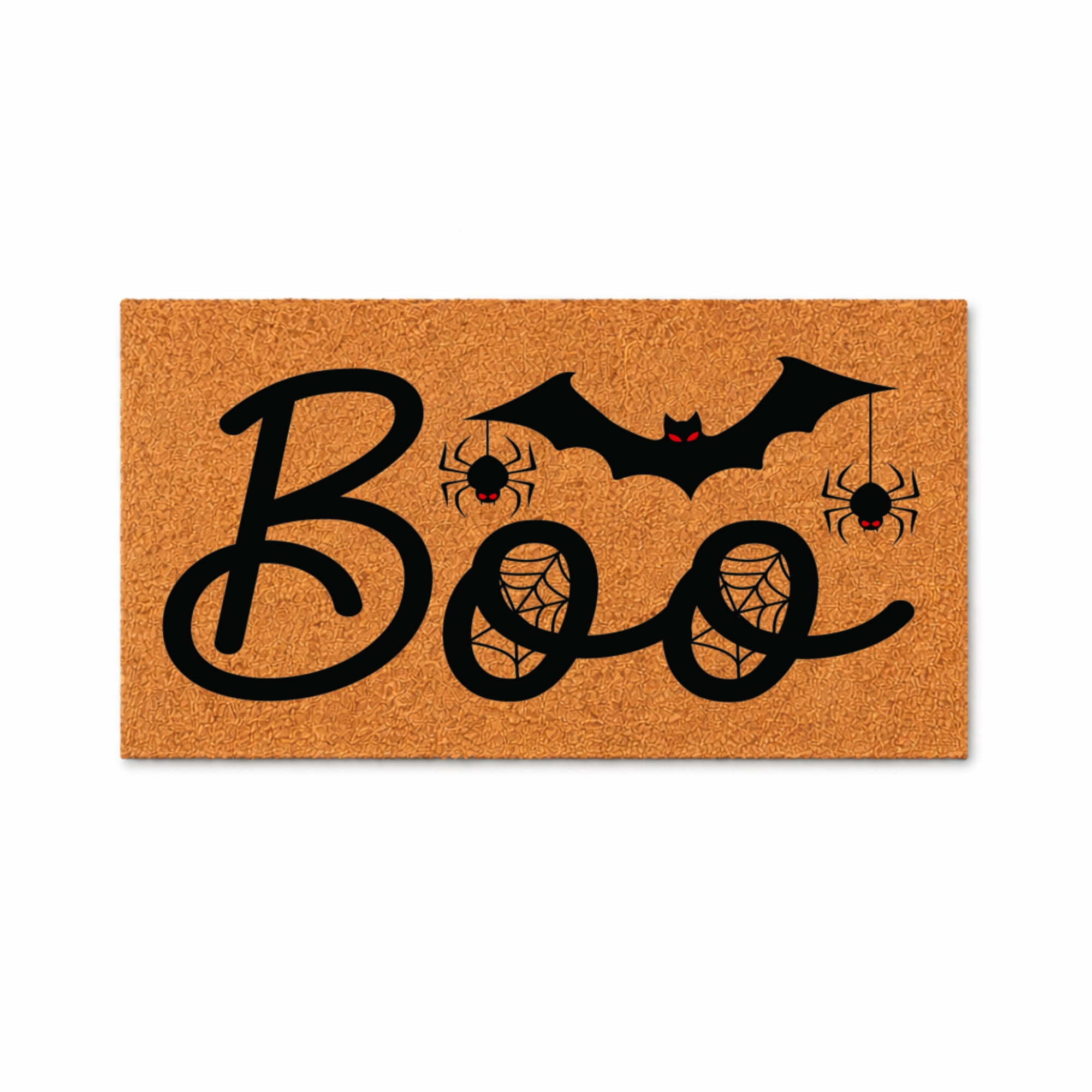 Boo Doormat, Halloween Welcome Mat, Bat Spider Web Design, Spooky Front ...