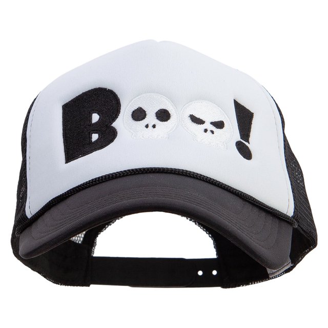 Boo Embroidered Summer Foam Mesh Trucker Cap - Black White OSFM ...