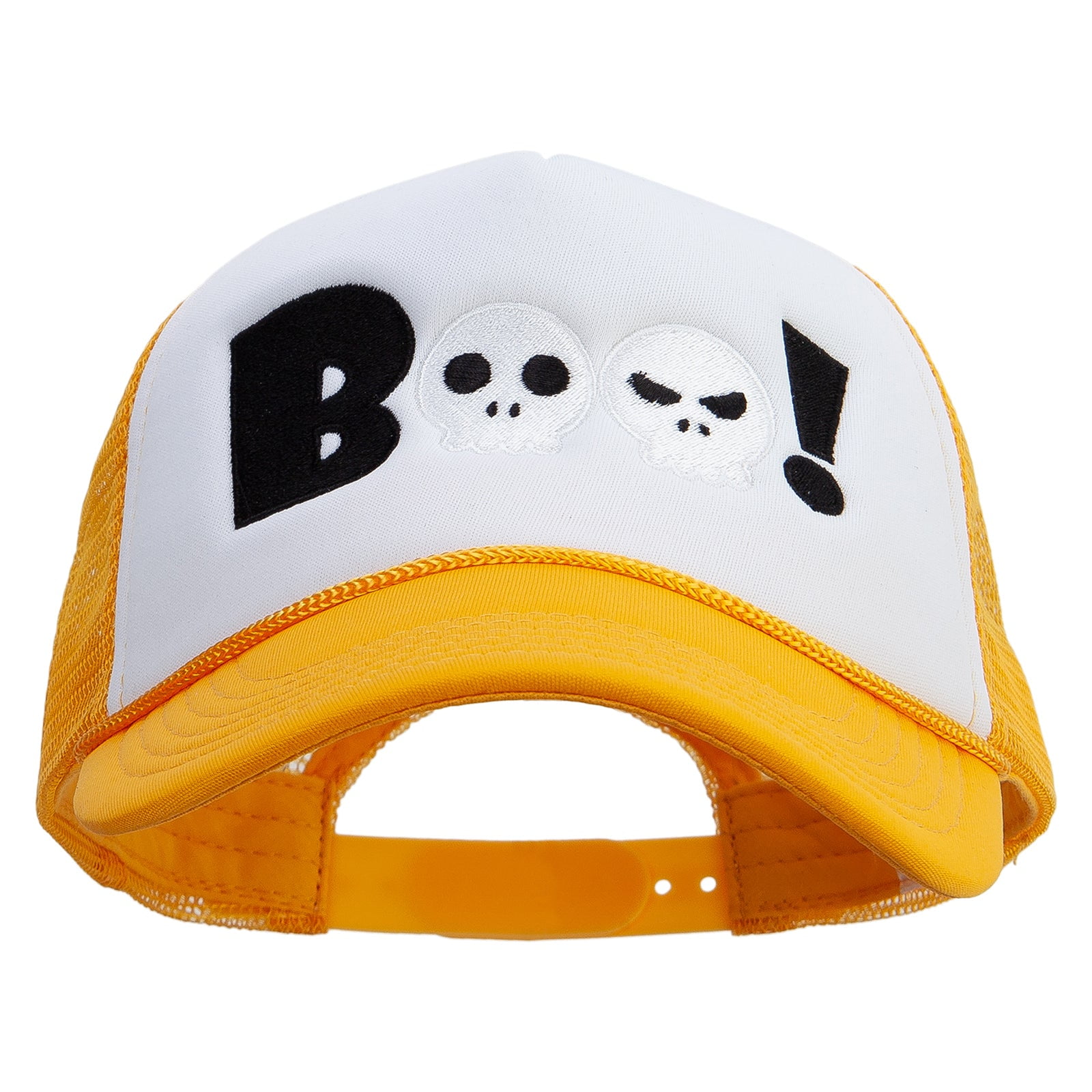 Boo Embroidered Summer Foam Mesh Trucker Cap - Yellow White OSFM ...