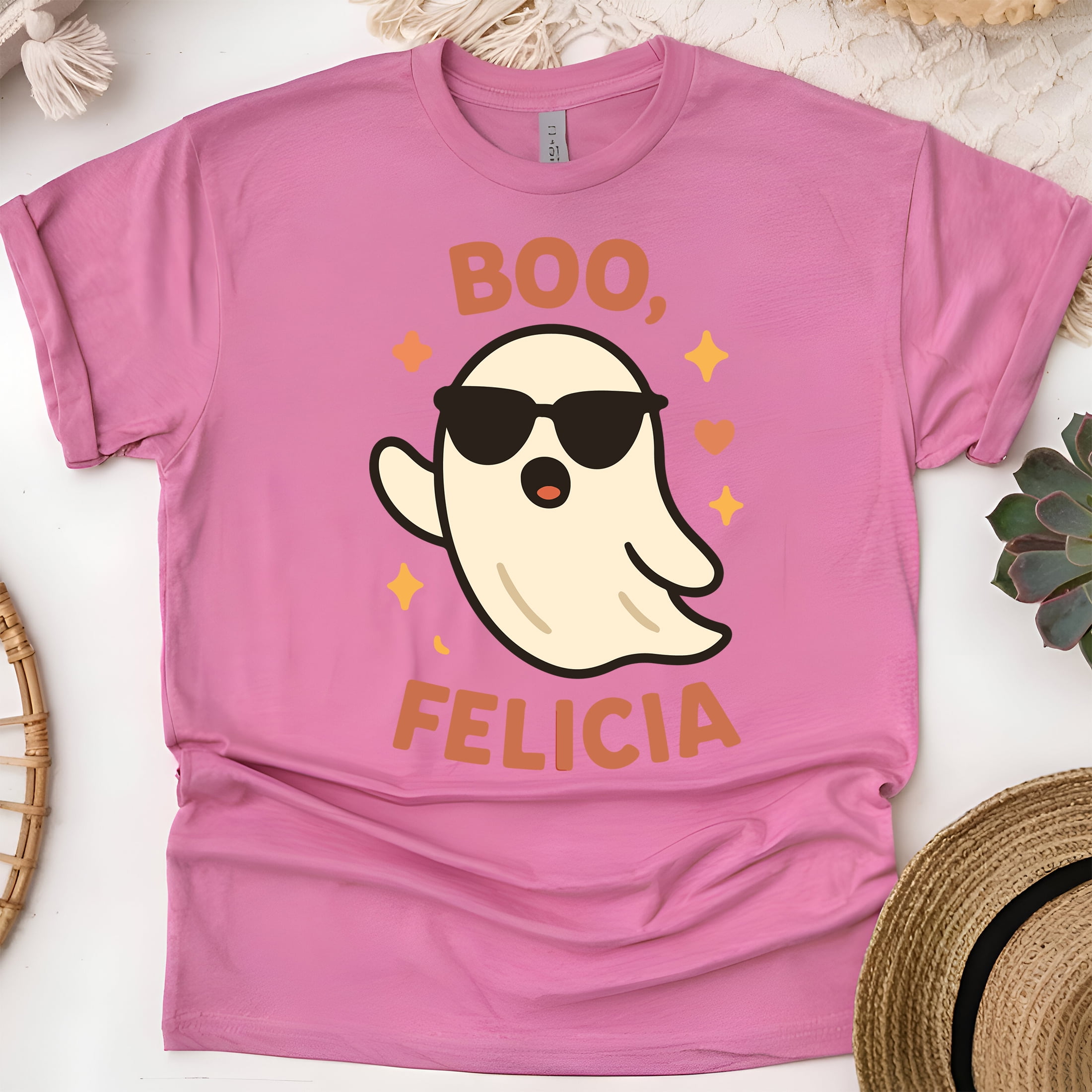 Boo Felicia Graphic Tee Funny Ghost Cartoon Shirt, Heliconia, Size M ...