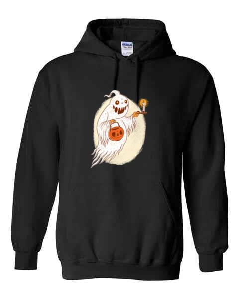 Boo Funny Cute Halloween Ghost Spooky Cartoon Graphic Unisex Hoodie up ...