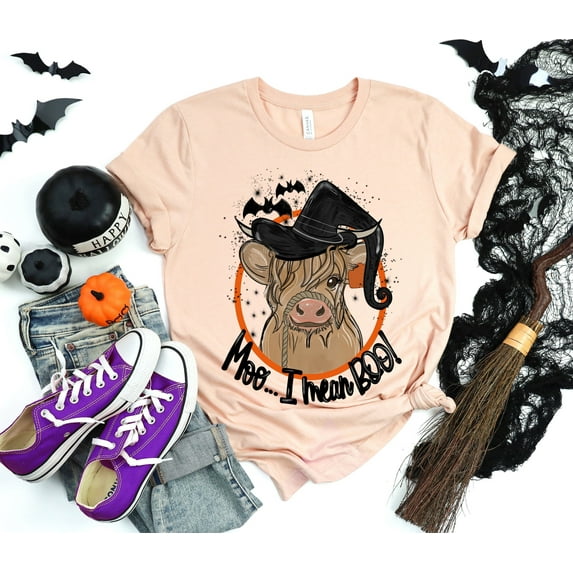 Boo Ghost Cow Halloween Shirt, Moo I Mean Boo Shirt, Funny Cow Shirt ...