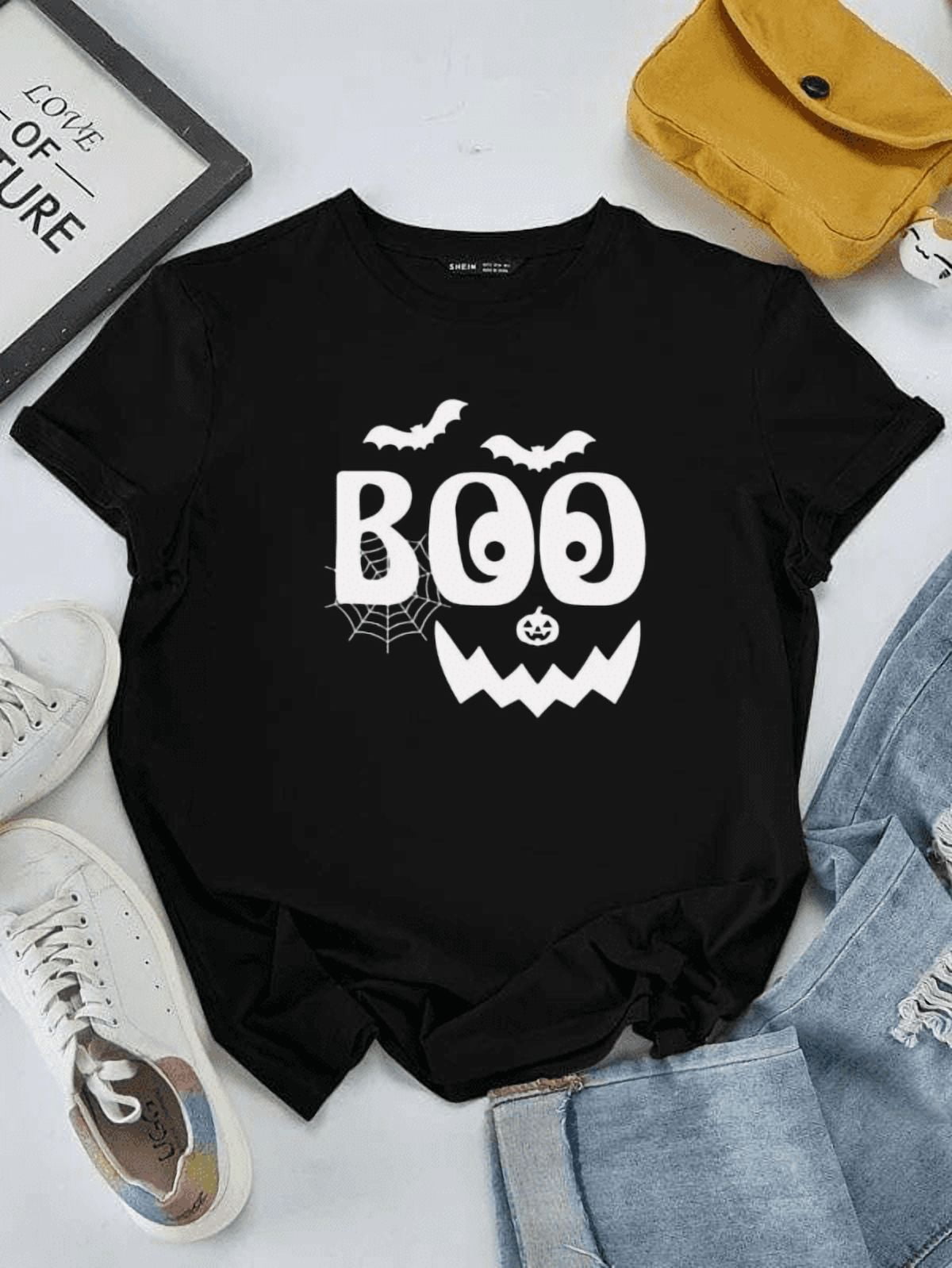 Boo Ghost Face Pumpkin Retro Halloween Cute Funny Quote Fall Graphic ...