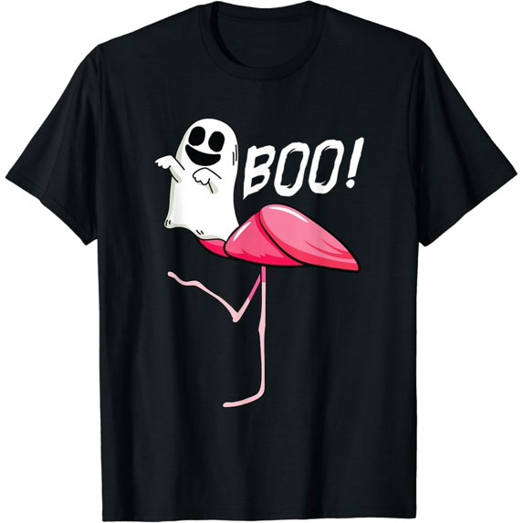 Boo Ghost Flamingo Lazy Diy Halloween Costume Funny Animal T-Shirt ...