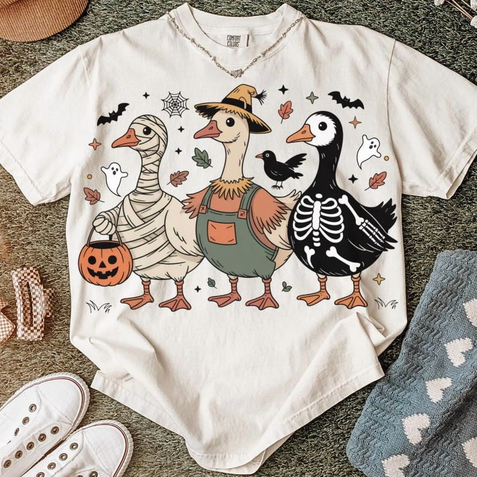 Boo Ghost Goose Shirt, Halloween Goose Shirt, Autumn Goose Tee, Pumpkin ...