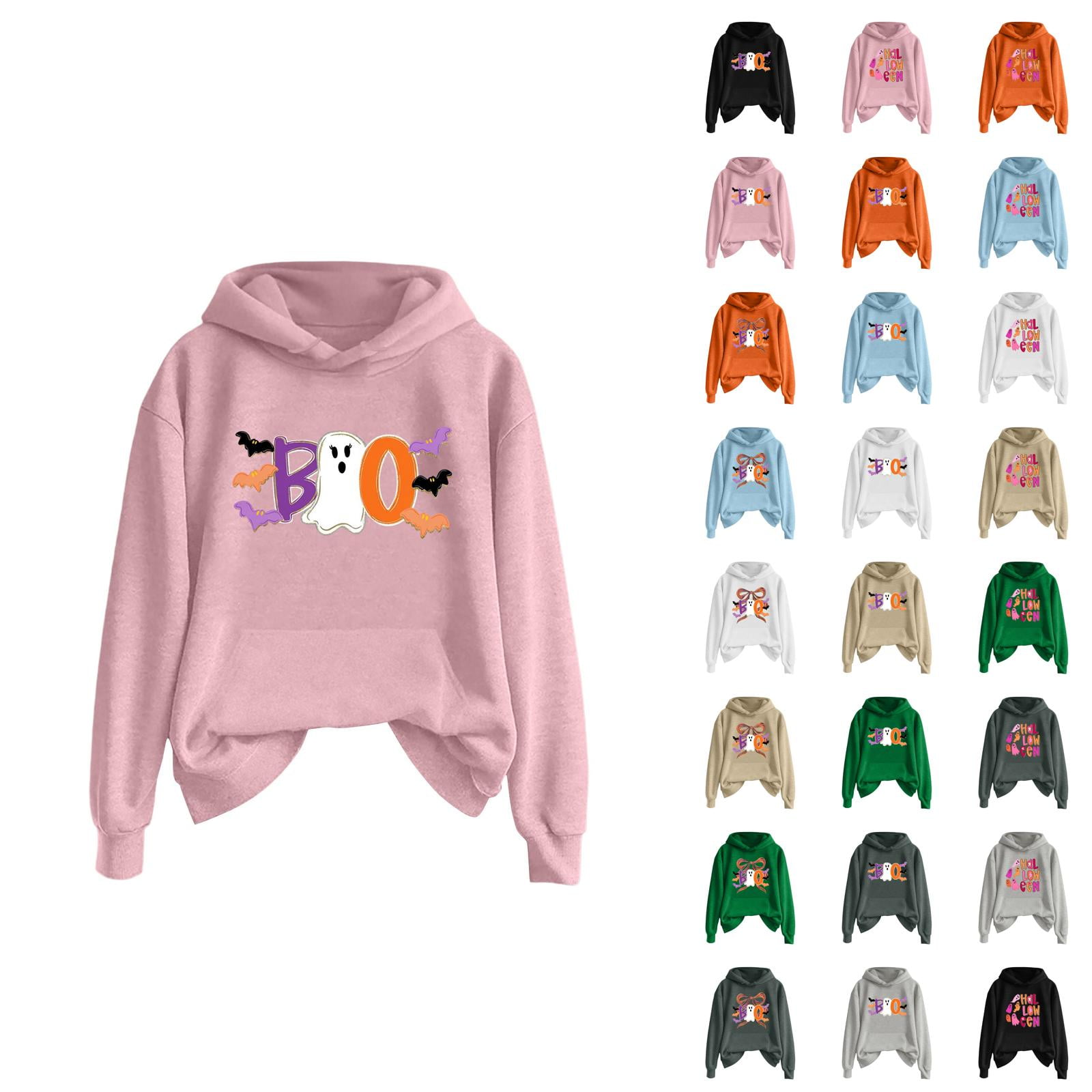 Boo Ghost Halloween Hoodies for Women 2025 Casual Cute Ghost Graphic ...