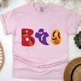 Boo Ghost Halloween Shirt | Cute Pumpkin and Bat Graphic Tee, Light ...