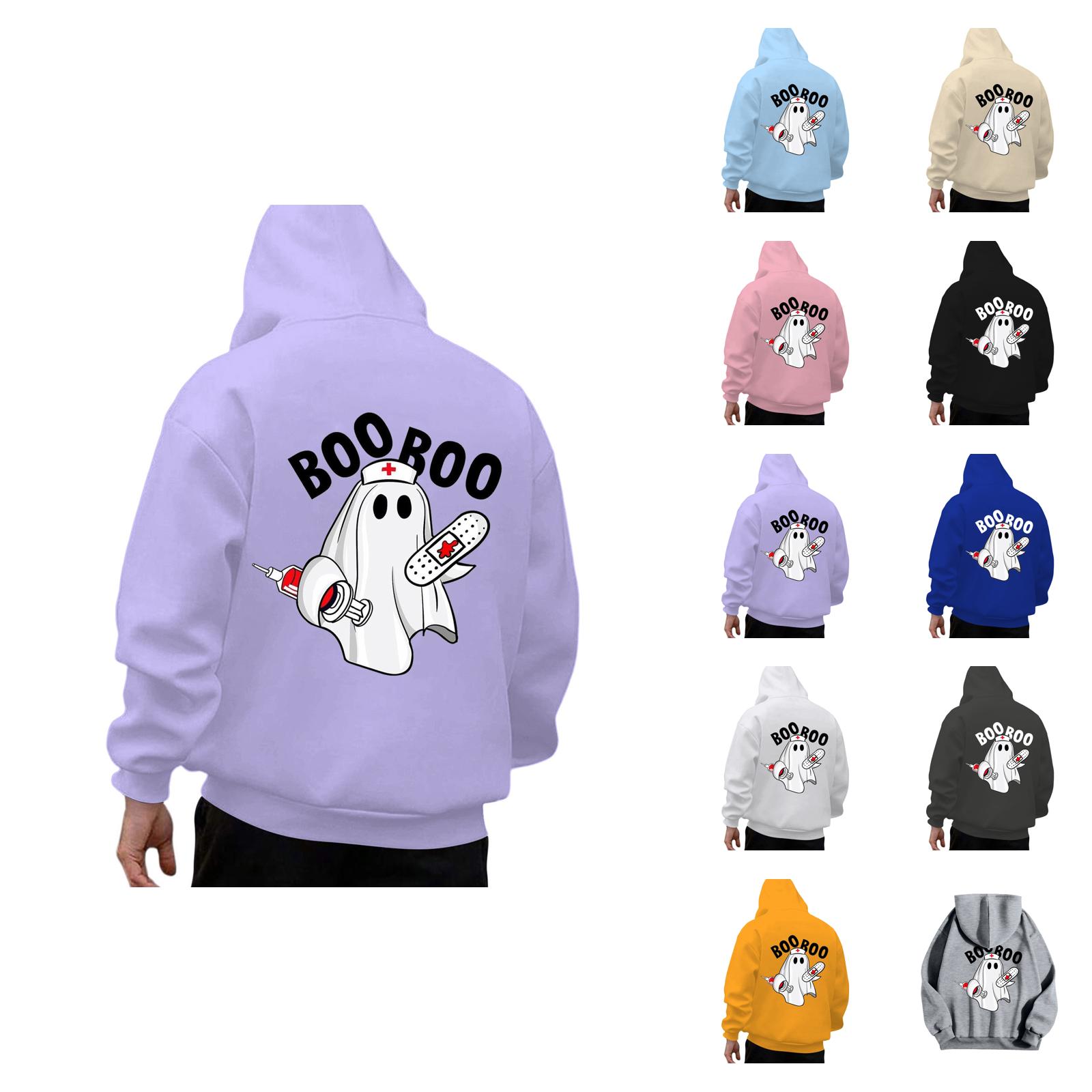 Boo Ghost Nurse Halloween Hoodies for Men Women 2025 Cute Ghost Graphic ...