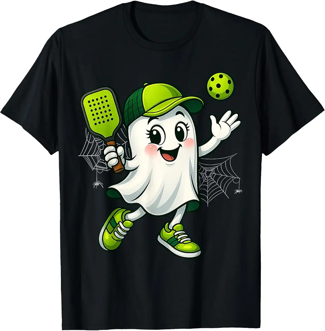 Boo Ghost Playing Pickleball Funny Halloween Costume Unisex T-Shirt ...