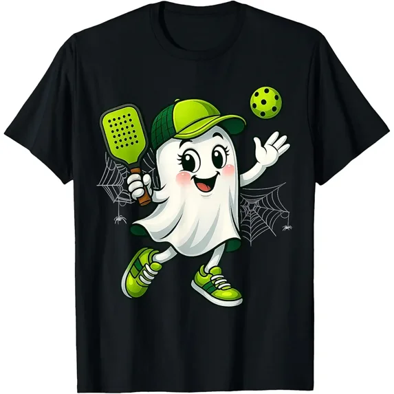 Boo Ghost Playing Pickleball Funny Halloween Costume Unisex T-Shirt ...