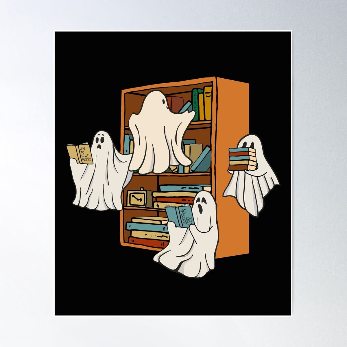 Boo Ghost Reading Books Lover Teacher Halloween Costume Poster Wall Art ...