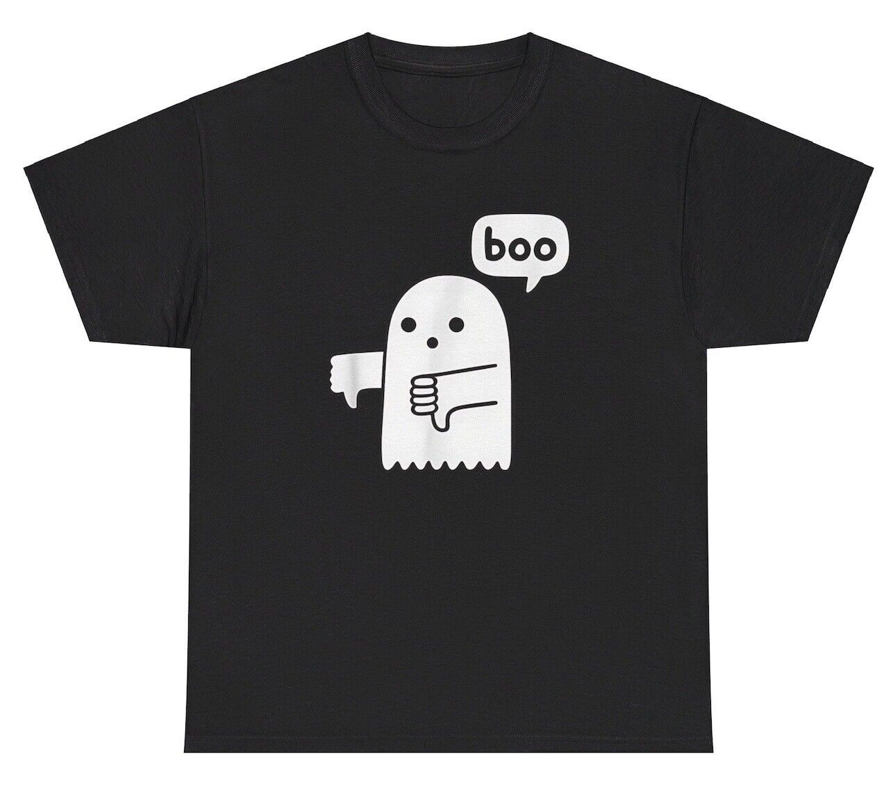 Boo Ghost Thumbs Down T Shirt Funny Ironic Halloween Silly Gen Z Edgy ...