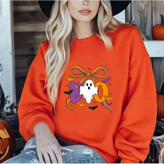 Boo Ghost With Ribbon Bats Cute Halloween Ghostly Season Festive Art ...