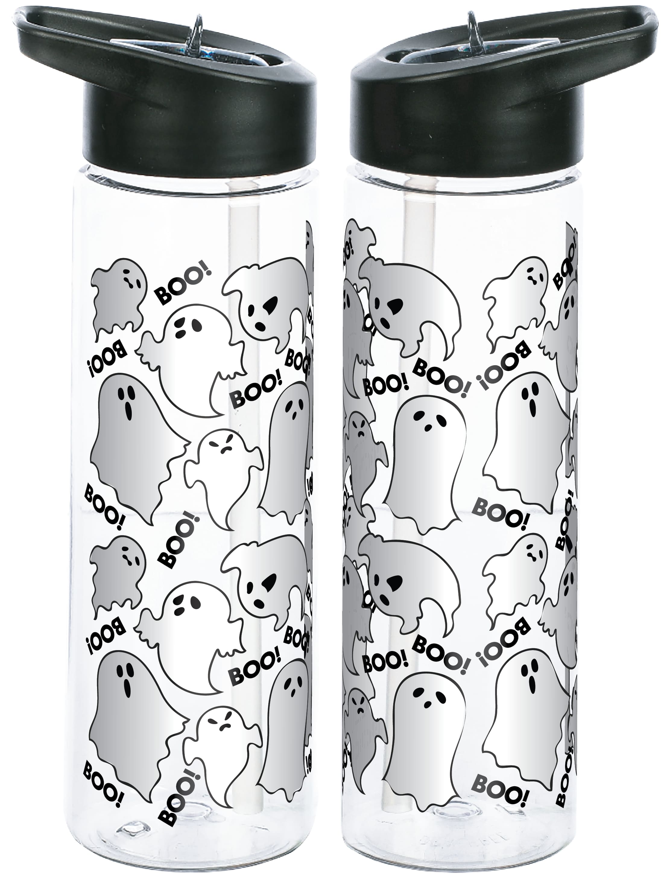 Boo! Ghosts All Over Pattern Transparent 24 Ounce BPA-Free Uv Tritan ...