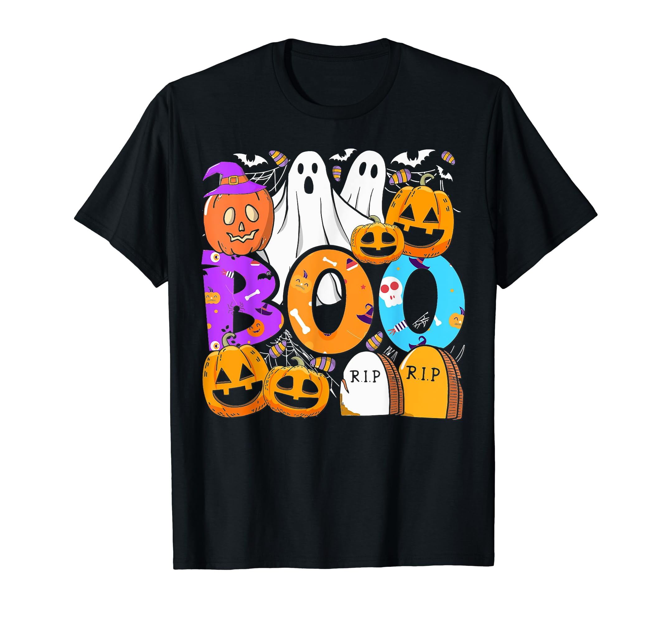 Boo Ghouls Halloween Ghost Outfit Costume Retro Spooky T-Shirt ...