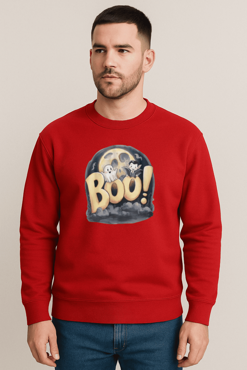 Boo Halloween Classic Ghost Cute Cartoon Style Graphic Print Sweatshirt ...