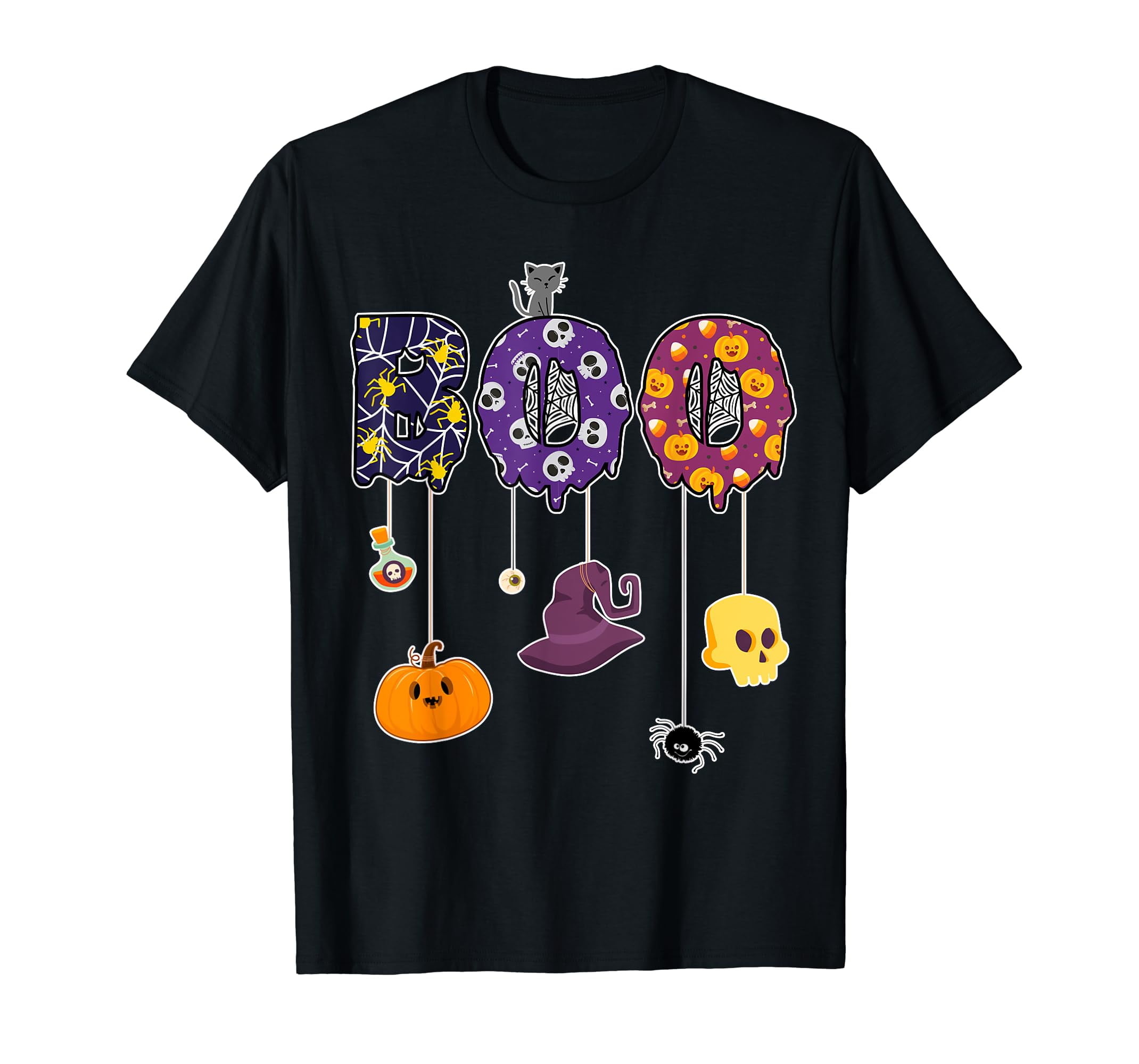Boo Halloween Costume Spiders, Ghosts, Pumkin & Witch Hat T-Shirt ...