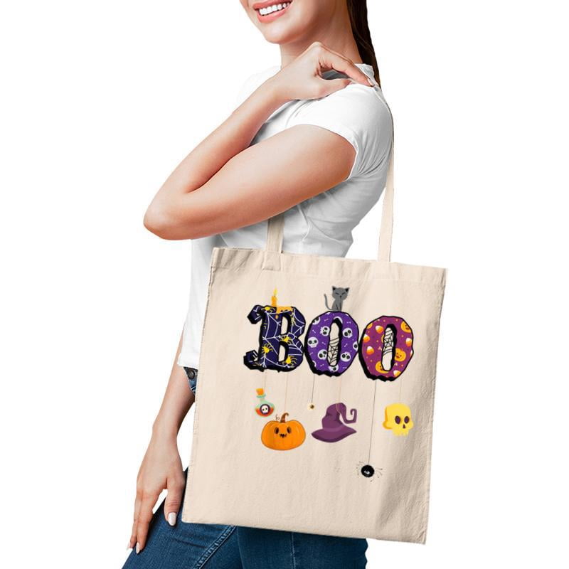 Boo Halloween Costume Spiders Ghosts Pumkin Witch Hat V2 Tote Bag ...