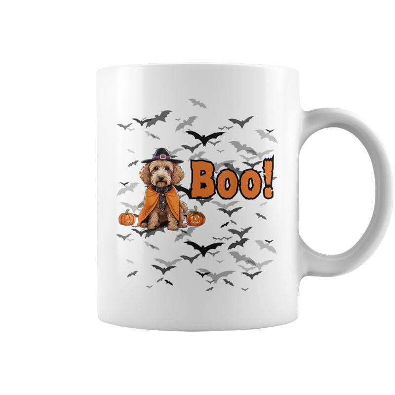 Boo Halloween Doodle Dog In Witch Outfit With Bat Coffee Mug - Walmart.com