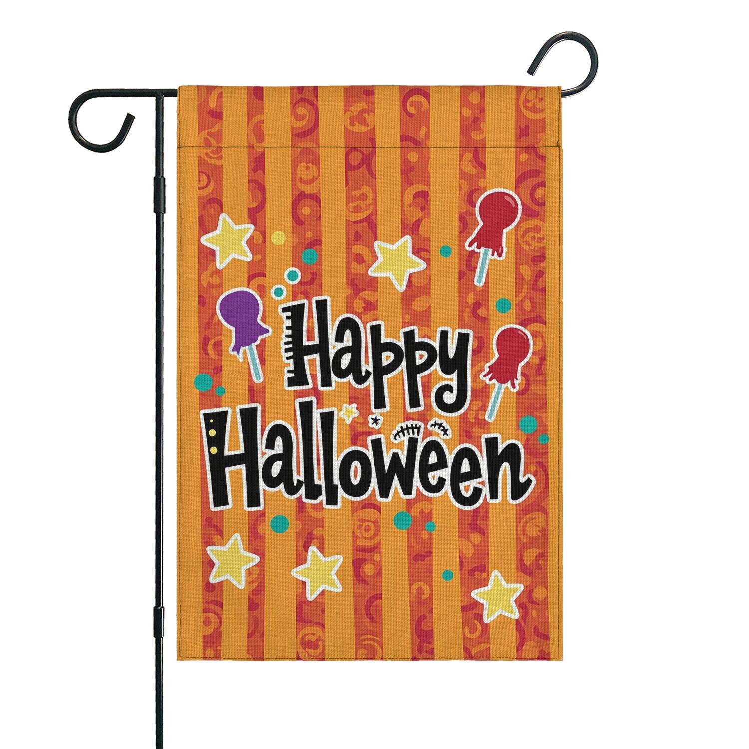 Boo Halloween Garden Flag 12x18 inch Double Sided Witch Hat Legs Jack-O ...