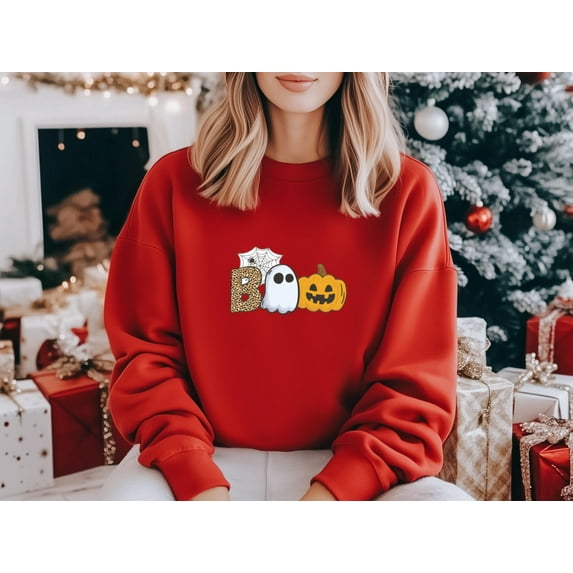 Boo Halloween Ghost Pumpkin And Spider Creepy Season Graphic Art Print ...