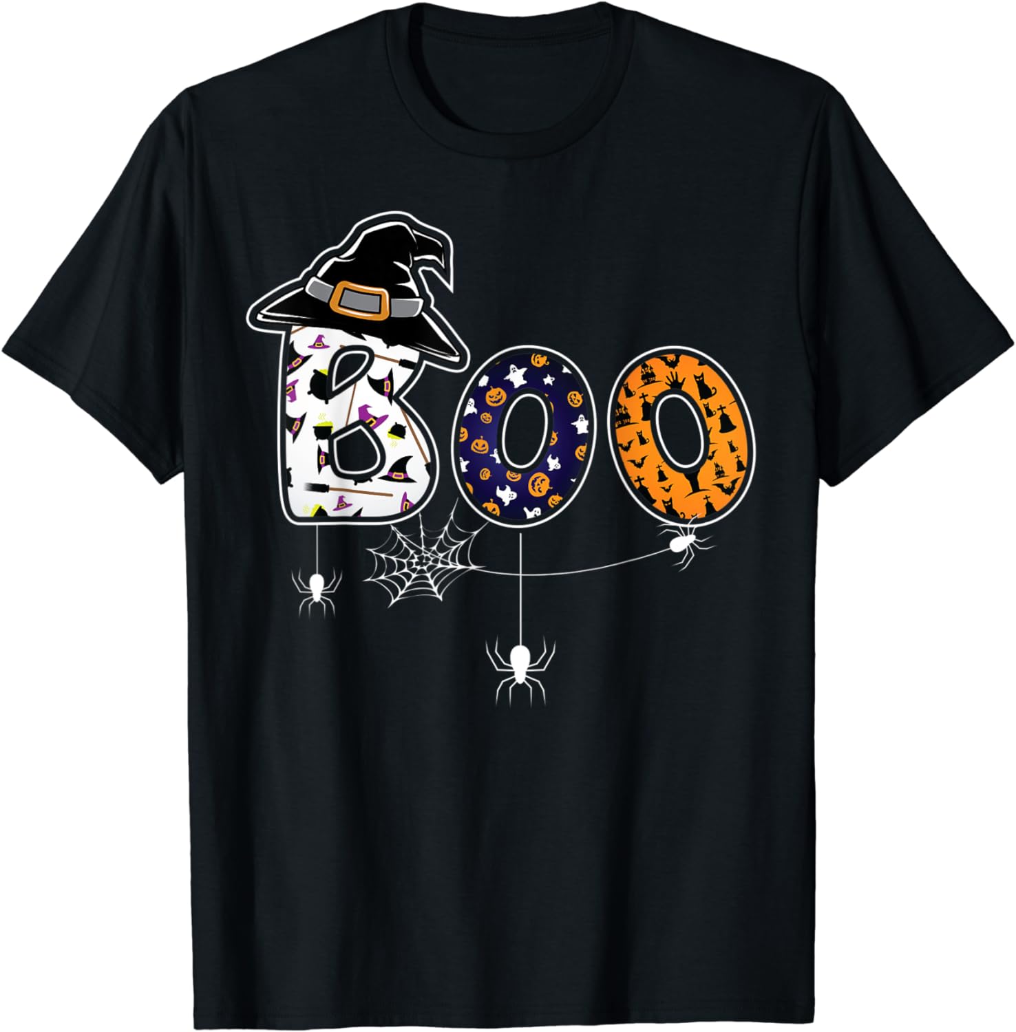 Boo Halloween Shirt Costume | Witch Hat Cauldron Black Cat - Walmart.com