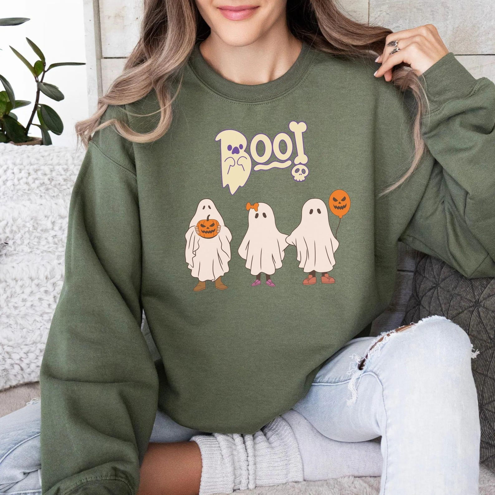 Boo Halloween Sweatshirt, Cute Fall Hoodie, Spooky Season Sweatshirt ...