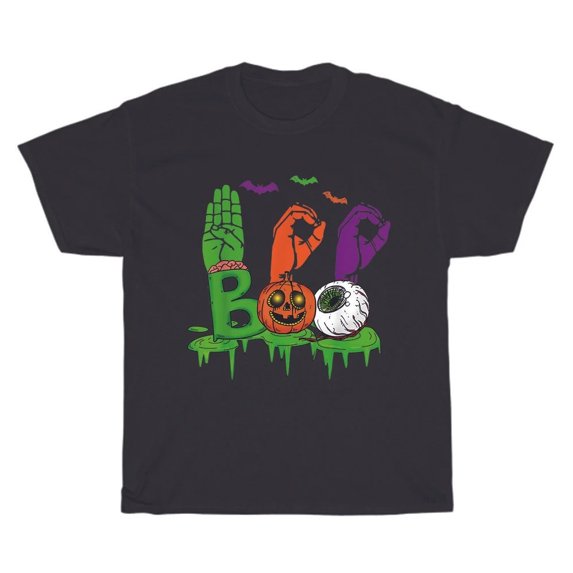 Boo Hands American Sign Language Pride ASL Halloween Ghost T-Shirt ...