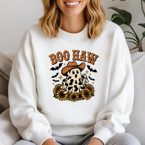 Boo Haw Cow Ghost Funny Western Cowboy Ghostly Halloween Costume Pun ...