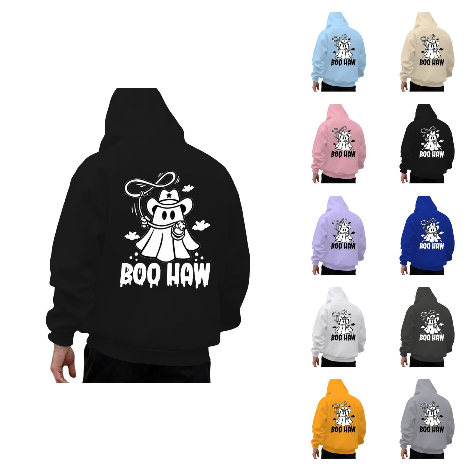 Boo Haw Cowboy Ghost Halloween Hoodies for Men 2025 Retro Vintage ...
