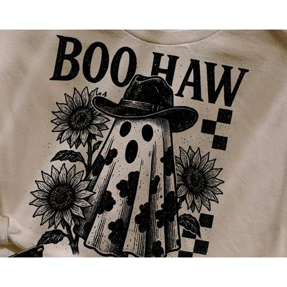 Boo Haw Ghost , Western Cowgirl Sublimation, Sunflower Checkered Retro ...