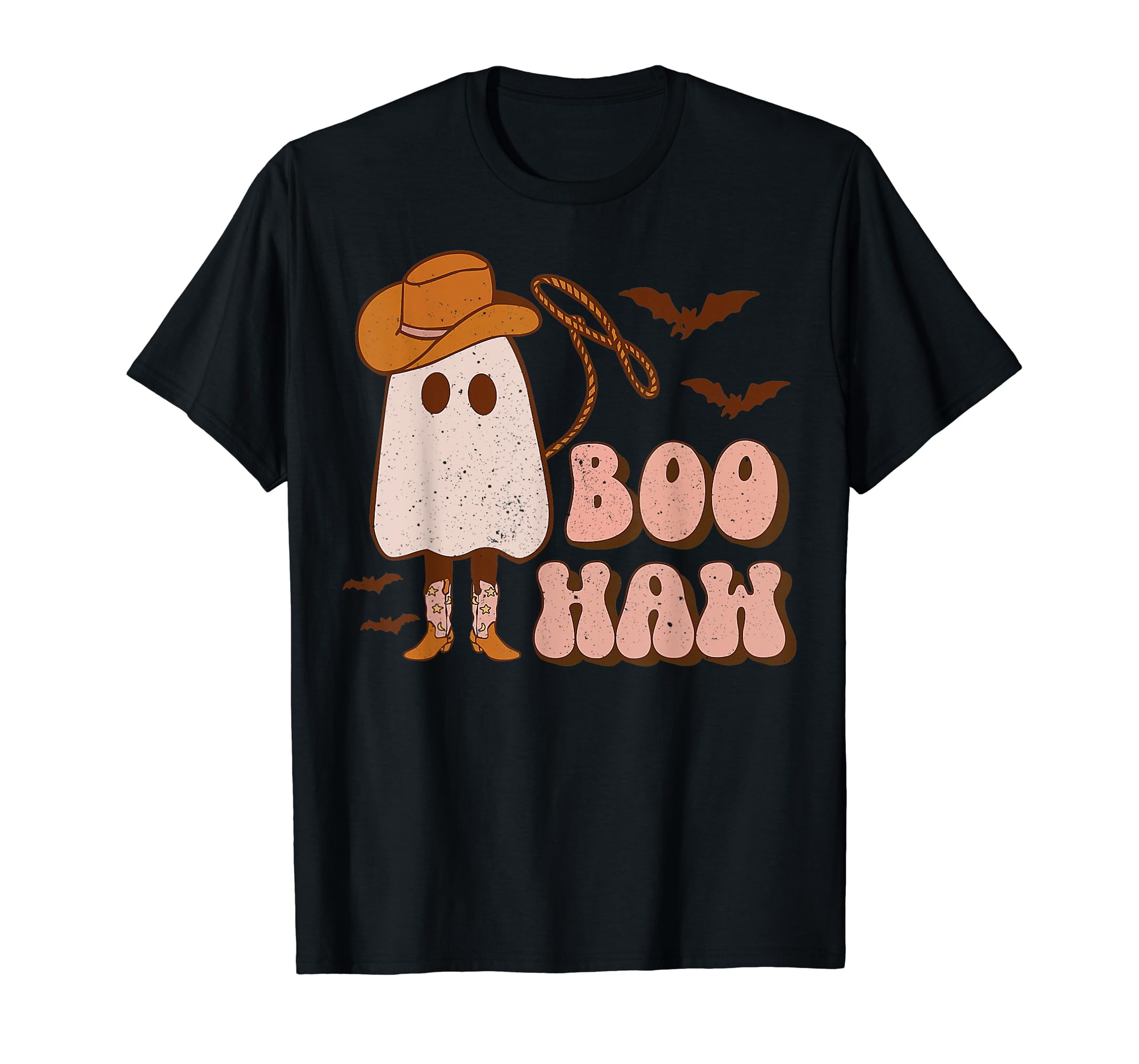 Boo Haw Ghost Western Spooky Season Retro Halloween Costume T-Shirt ...