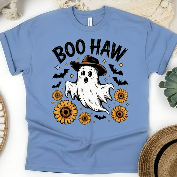 Boo Haw Halloween Shirt | Cowboy Ghost and Sunflower Western Graphic ...