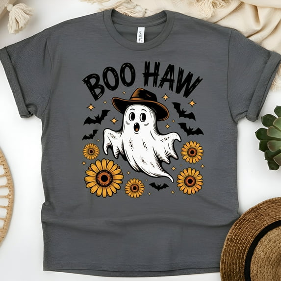 Boo Haw Halloween Shirt | Cowboy Ghost and Sunflower Western Graphic ...