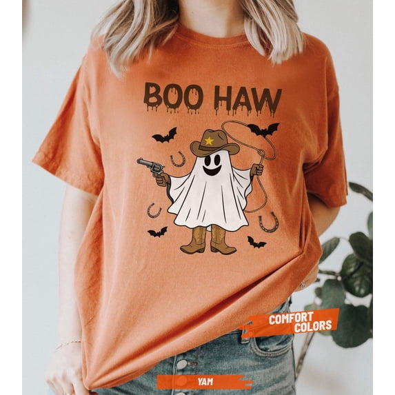 Boo Haw Shirt Ghost Cowboy Tee Western Shirt Spooky Fall Shirt Ghost ...