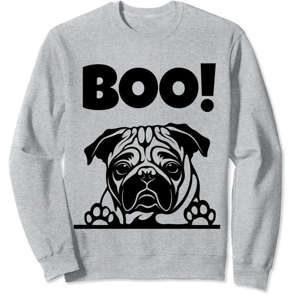 Boo! | Hiding Pug Puppy Pug Dog Lovers | Happy Holiday Pug Sweatshirt ...