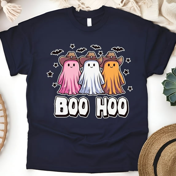 Boo Hoo Ghost Shirt – Cute Pastel Cowboy Halloween T-Shirt for Women ...