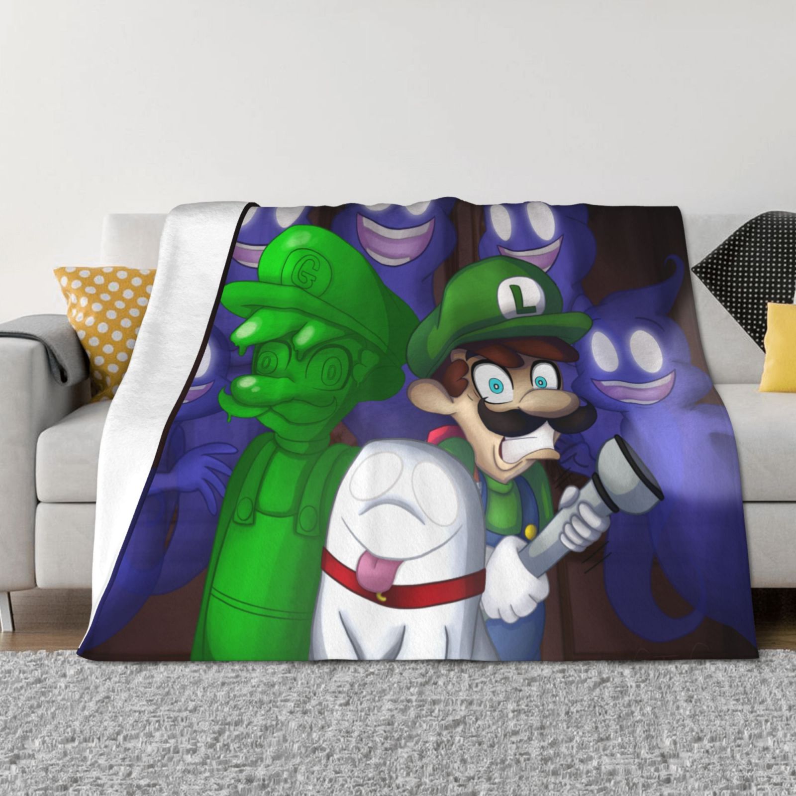 Boo Horror Luigi's Mansion Blanket Cozy Ultra-Soft Micro Flannel Throw ...