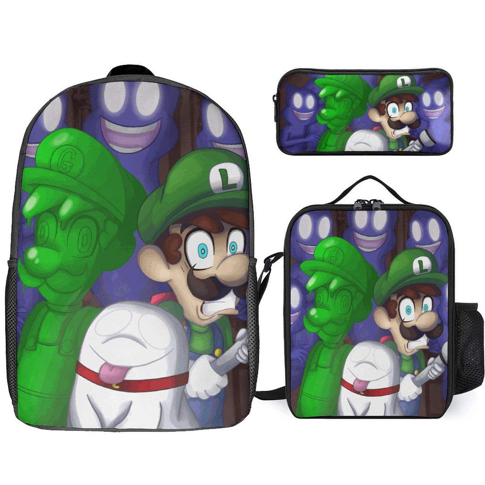Boo Horror Luigi's Mansion Laptop Backpack With Pencil Case Lunch Bag 3 ...