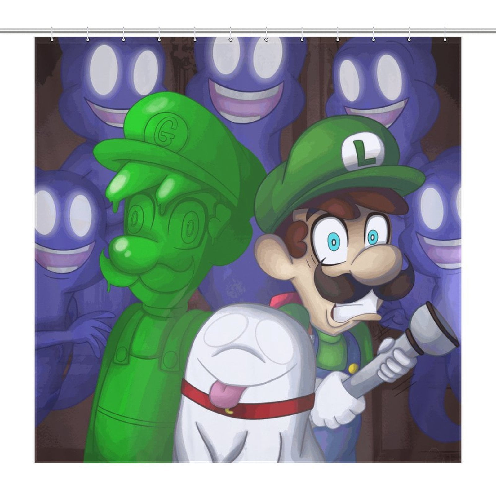 Boo Horror Luigi's Mansion Shower Curtain Decor Bath Curtain Waterproof ...