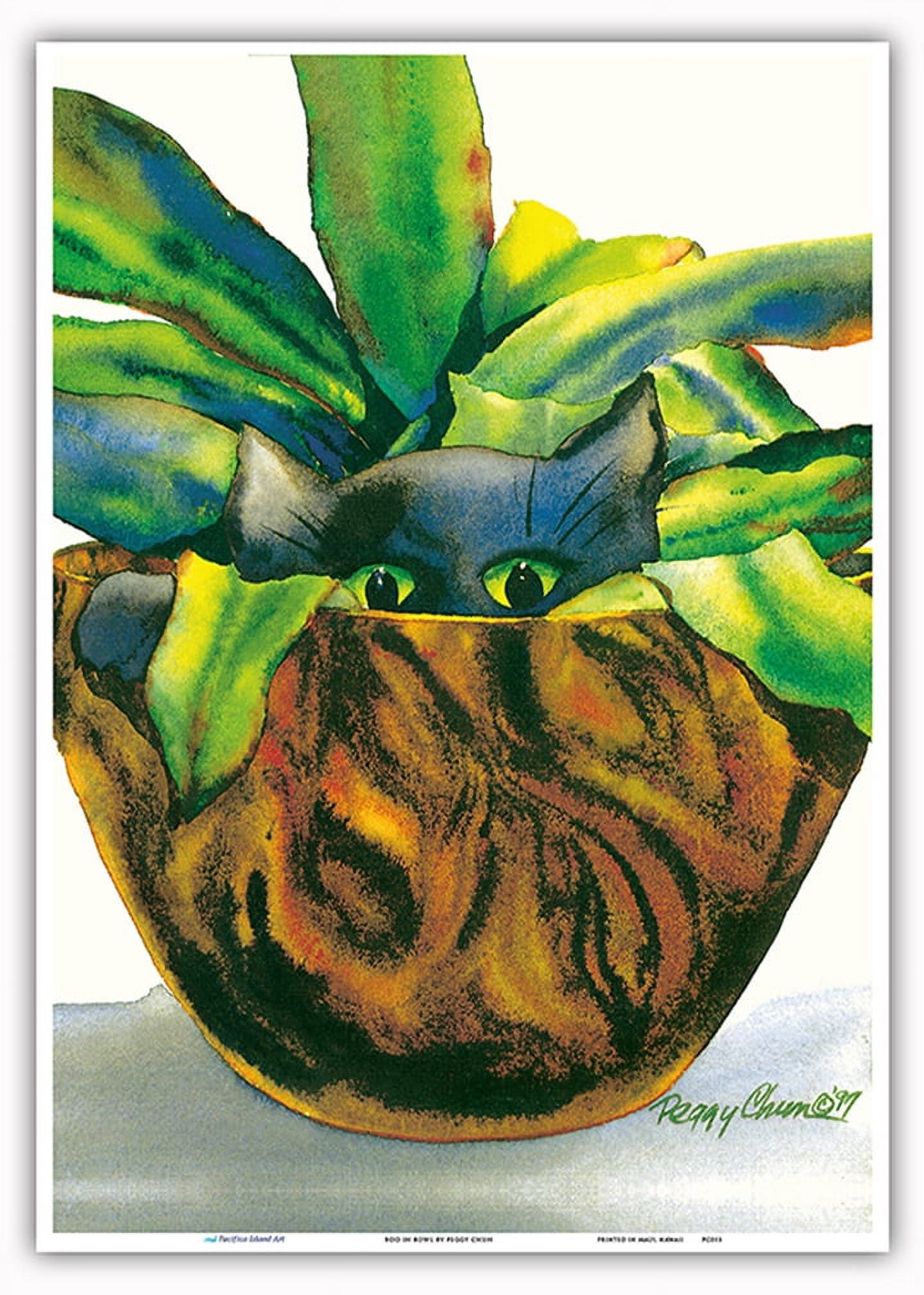 Boo In Bowl - Hawaiian Black Cat (ʻeleʻele Popoki) in Koa Wood Bowl - From an Original Hawaii ...