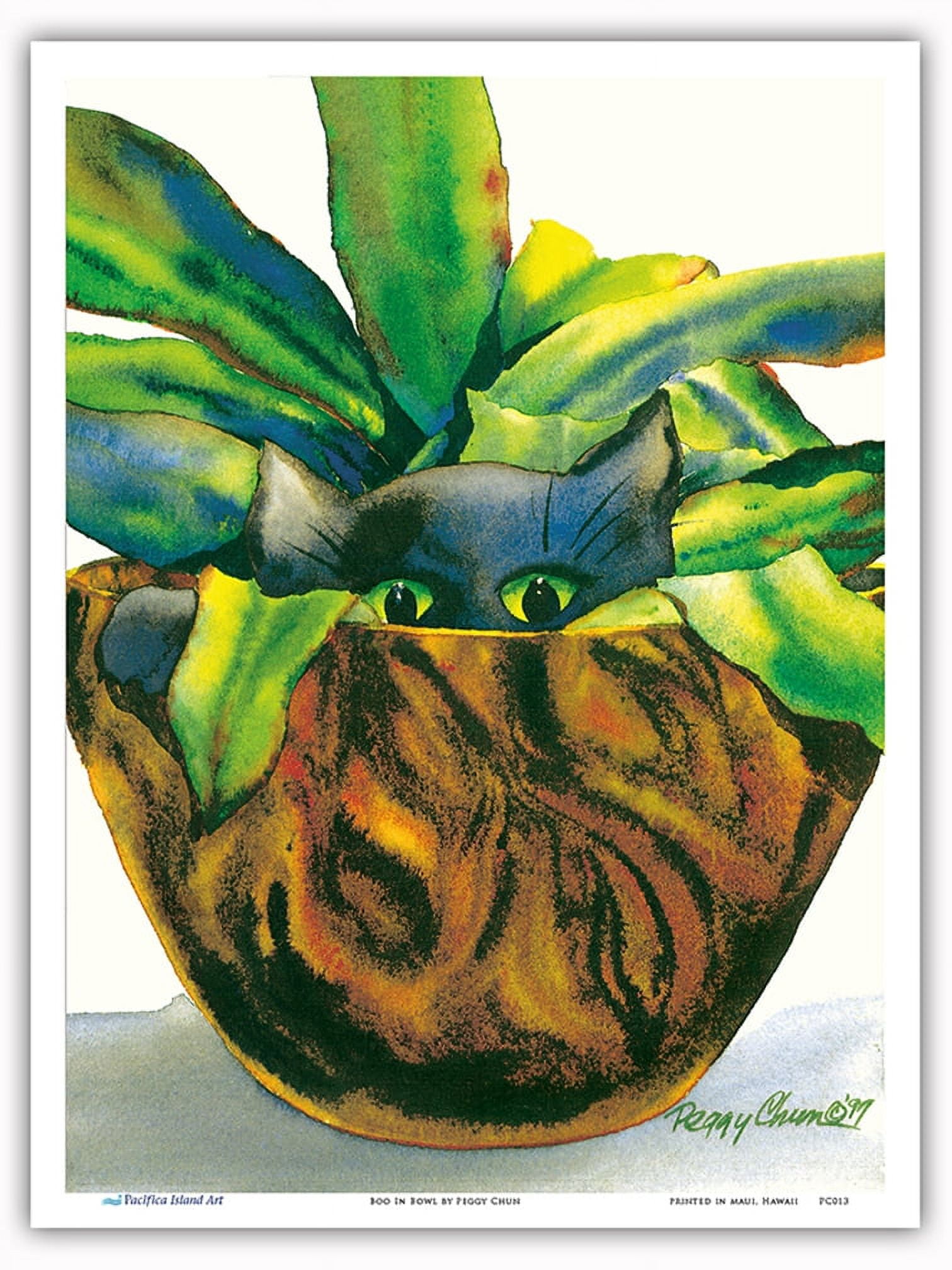 Boo In Bowl - Hawaiian Black Cat (ʻeleʻele Popoki) in Koa Wood Bowl ...