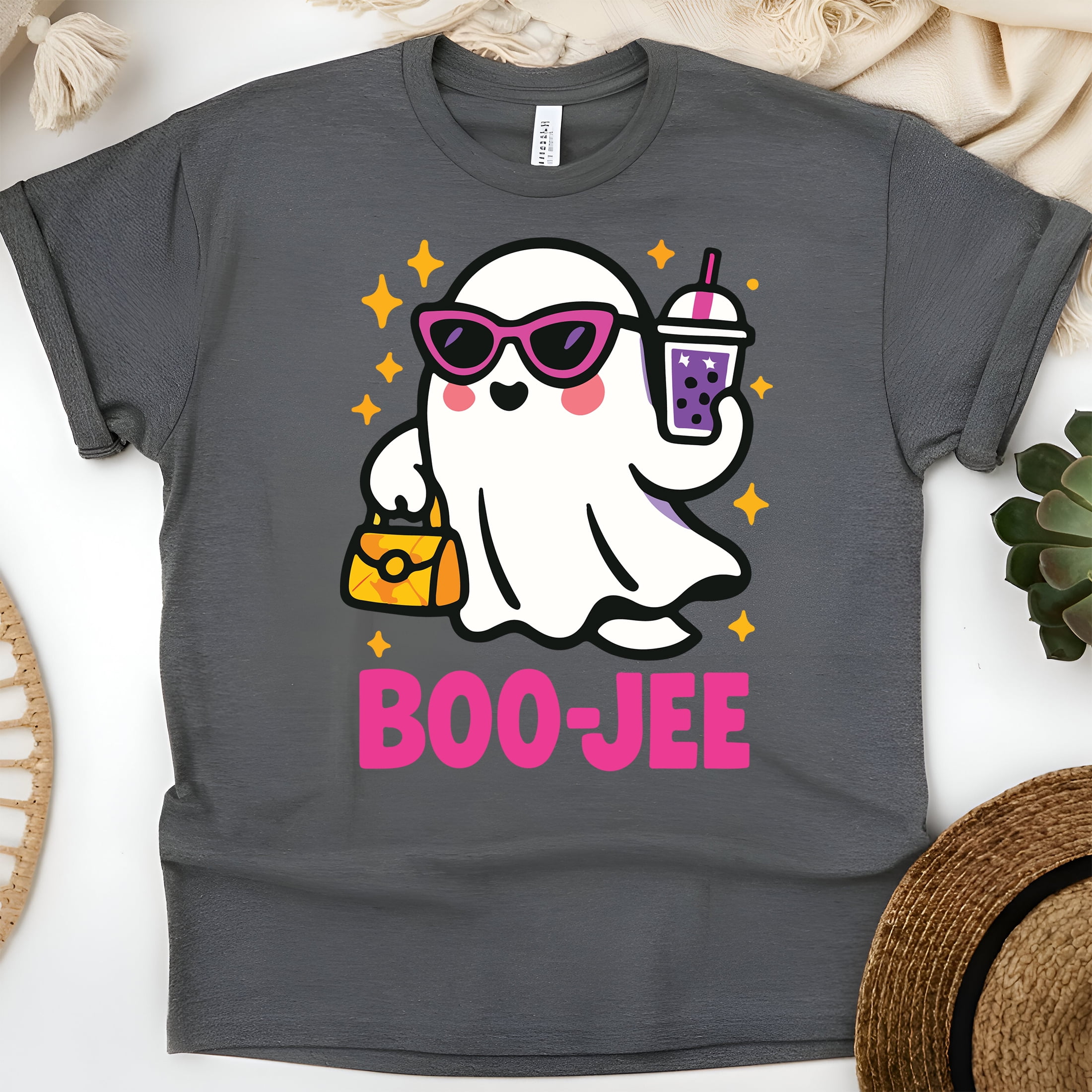 Boo Jee Ghost Graphic Tee | Cute Kawaii Bubble Tea T-Shirt for Women ...
