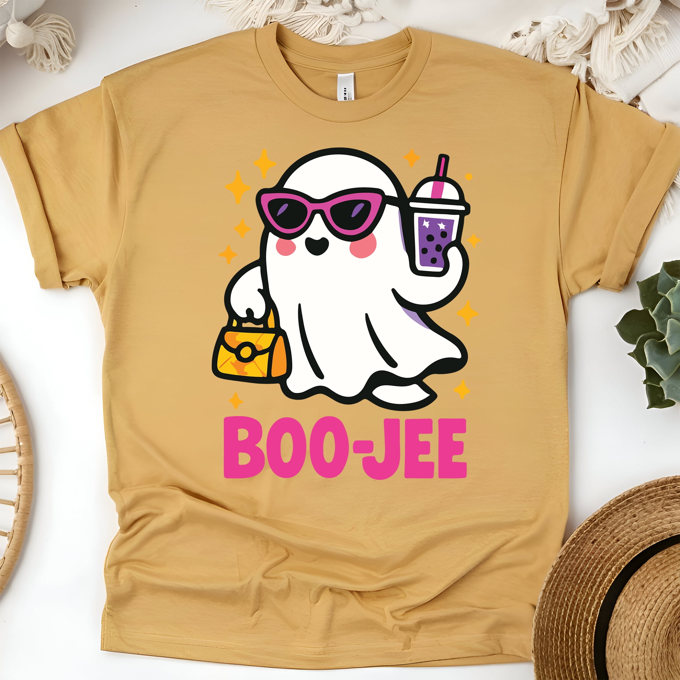 Boo Jee Ghost Graphic Tee | Cute Kawaii Bubble Tea T-Shirt for Women ...